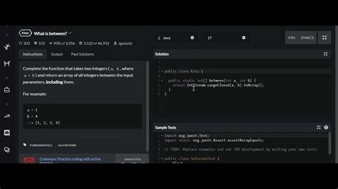 What Is Between Codewars 8 Kyu Java Youtube