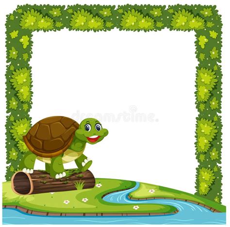 Happy Turtle In Nature Frame Stock Vector Illustration Of Frame
