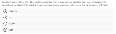 Solved Consider A Logical Address With 18 Bits Used To