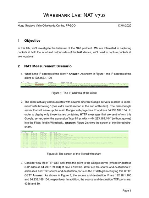 Wireshark Lab Nat V70 1 Objective Pdf Transmission Control Protocol Internet Protocols