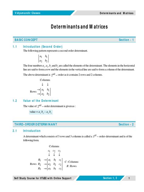Matrices Notes Pdf Matrix Mathematics Determinant