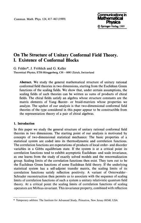 Pdf On The Structure Of Unitary Conformal Field Theory I Existence Of Conformal Blocks
