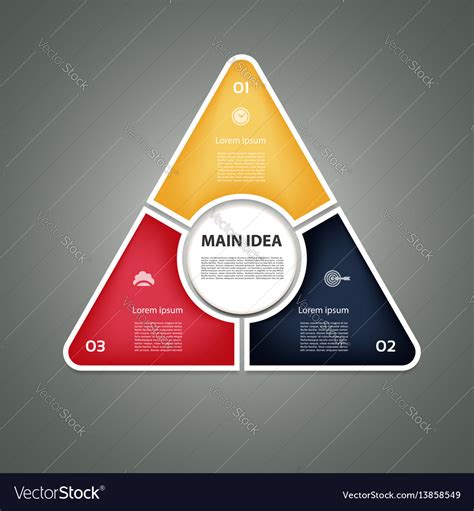 Cyclic Diagram With Three Steps And Icons Vector Image