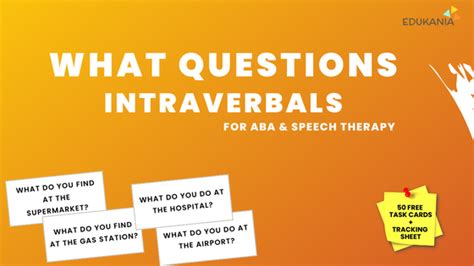 What Questions Intraverbal Task Cards For Aba And Speech Therapy