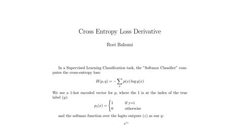Cross Entropy Loss Derivative Pdf Docdroid