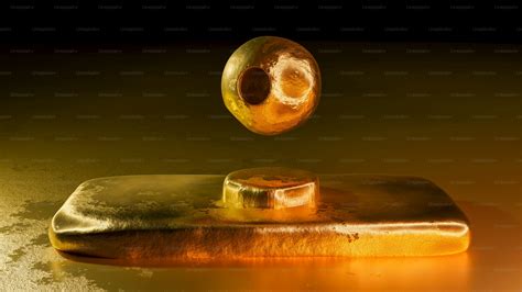 테이블 위에 앉아 있는 금괴 더미 사진 Unsplash의 3d 렌더 이미지