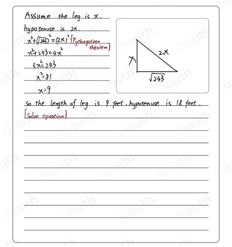 Solved The Hypotenuse Of A Right Triangle Is Twice The Length Of One Of The Legs The Length Of