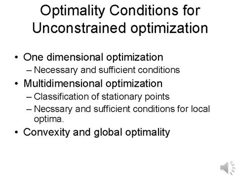 optimality conditions for unconstrained optimization one dimensional