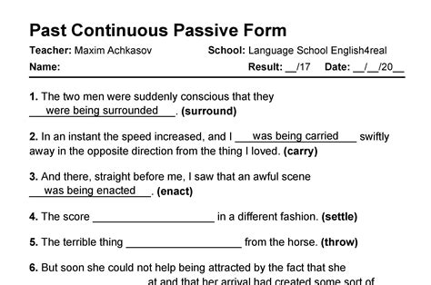 Past Continuous Passive English Grammar Fill In The Blanks Exercises With Answers In Pdf