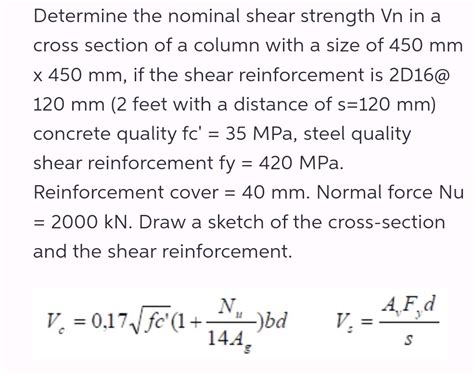 Determine The Nominal Shear Strength V N In A Studyx