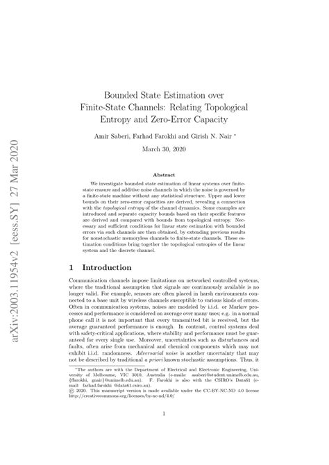 PDF Bounded State Estimation Over Finite State Channels Relating