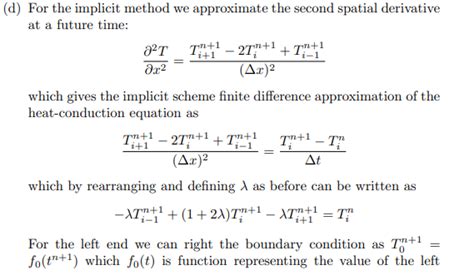Solved For The Implicit Method We Approximate The Second