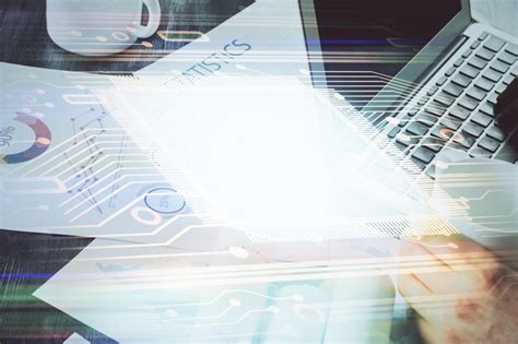 Premium Photo Multi Exposure Of Technology Hologram With Man Working