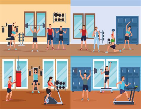 Interior Gym Drawings Sport Gym Interior Room With Panoramic Window