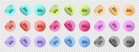 다채로운 둥근 종이 접착제 스티커는 곡선 모서리와 그림자로 모의 투명한 배경에 고립 된 벡터 일러스트 레이 션 0명에 대한 스톡 벡터 아트 및 기타 이미지 Istock