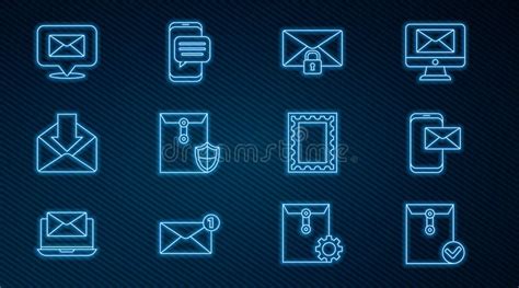 Set Line Envelope And Check Mark Mobile Envelope Mail Message Lock Password With Shield