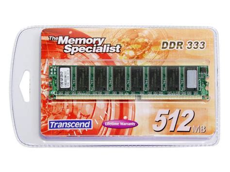 Transcend 512MB DDR 333 PC 2700 System Memory Model TS64MLD64V3F5 Newegg Com