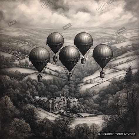 Ai创作图超现实画作 不一样的热气球 超现实主义画作 超现实主义绘画 景观气球 画中世界 超现实主义意境画 3d画展高清素材 3d奇幻艺术 3d立体画空中 混合现实艺术 冒险立体画 超现实主义