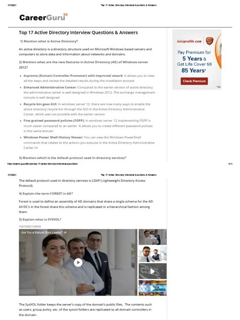 Top 17 Active Directory Interview Questions And Answers Pdf Active Directory Software