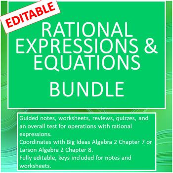 Rational Functions BUNDLE Simplify Add Subtract Multiply Divide Solve