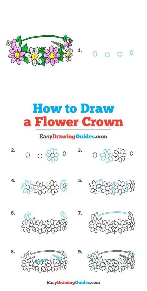 How To Draw A Flower Crown Really Easy Drawing Tutorial Flower Crown Drawing Crown Drawing