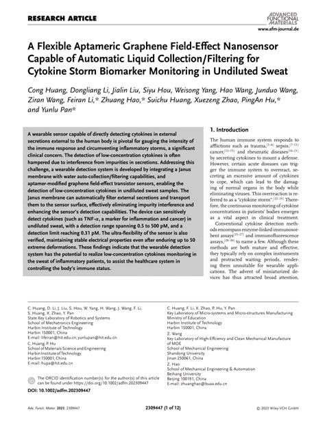 A Flexible Aptameric Graphene Field‐effect Nanosensor Capable Of