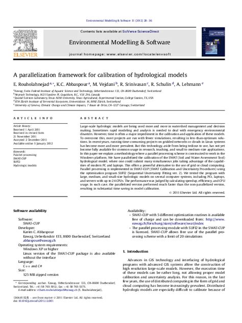 Pdf A Parallelization Framework For Calibration Of Hydrological Models