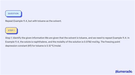 Solved Repeat Example 11 4 But With Toluene As The Solvent