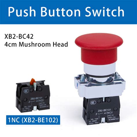Mm XB Mushroom Head Push Button Switch Emergency Stop Key Rotary Momentary Reset Smybol