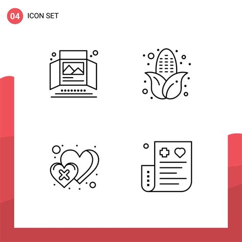 4 Thematic Vector Filledline Flat Colors And Editable Symbols Of Ad Heart Print Ad Corn Cross