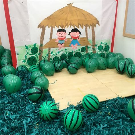 이미지 사람 2명 수박 수박 활동 유치원 아이디어