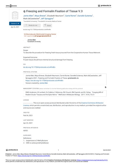Pdf Freezing And Formalin Fixation Of Tissue V3