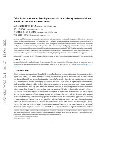 Off Policy Evaluation For Learning To Rank Via Interpolating The Item Position Model And The