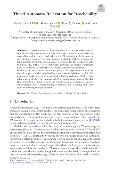 Pdf Timed Automata Relaxation For Reachability