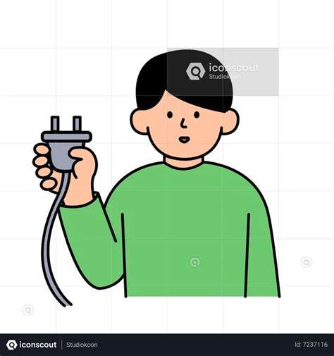 Man Unplugging Power Plug To Save Energy Illustration Free Download People Illustrations