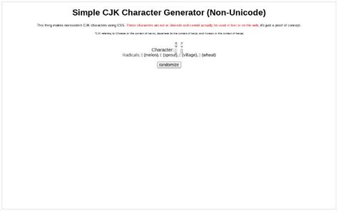 Simple Cjk Character Generator Non Unicode