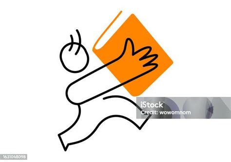 남자의 벡터 그림은 흰색 배경에 노란색 책 모양을 들고 있다 책과 함께 달리는 남자의 플랫 라인 아트 스타일 디자인 교과서에 대한 스톡 벡터 아트 및 기타 이미지 Istock