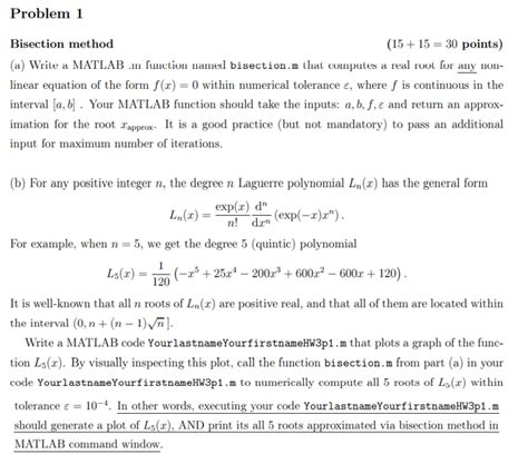 Solved Problem 1 Bisection Method 15 15 30 Points A