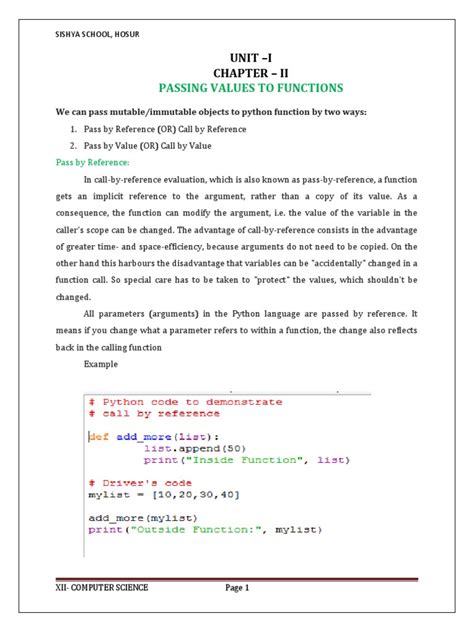 Passing Values To Functions Unit I Chapter Ii Pdf Parameter