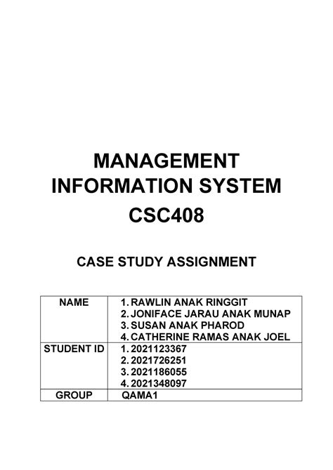 TEAM CASE Study CSC REVIEW MANAGEMENT INFORMATION SYSTEM CSC CASE STUDY ASSIGNMENT NAME