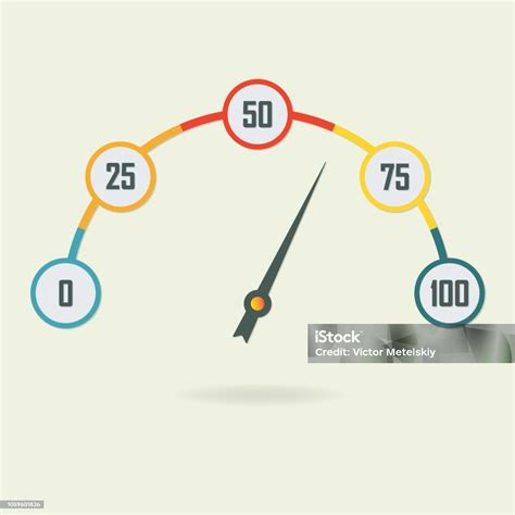 속도계 아이콘 또는 화살표와 함께 표시입니다 다채로운 Infographic 게이지 요소입니다 벡터 일러스트입니다 킬로미터에 대한