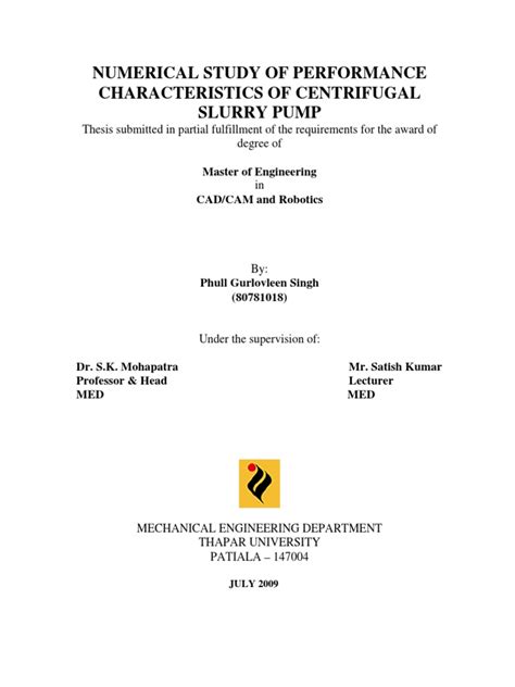 Numerical Analysis Of Pressure And Velocity Distributions Inside An Impeller And Casing Of A