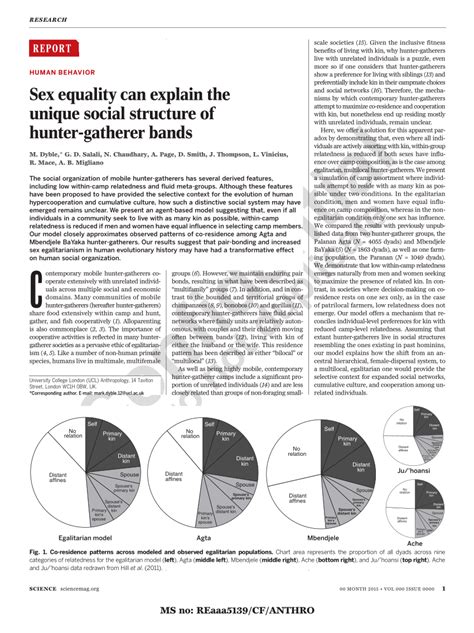Pdf Human Behavior Sex Equality Can Explain The Unique Social