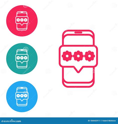 Red Line Mobile And Password Protection Icon Isolated On White Background Security Safety