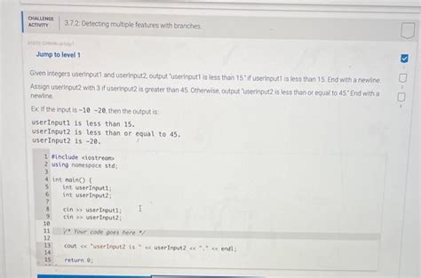 Solved Given Integers Userinput1 And Userinput2 Output