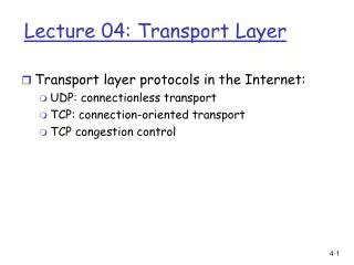 PPT Lecture Transport Layer Congestion Control PowerPoint