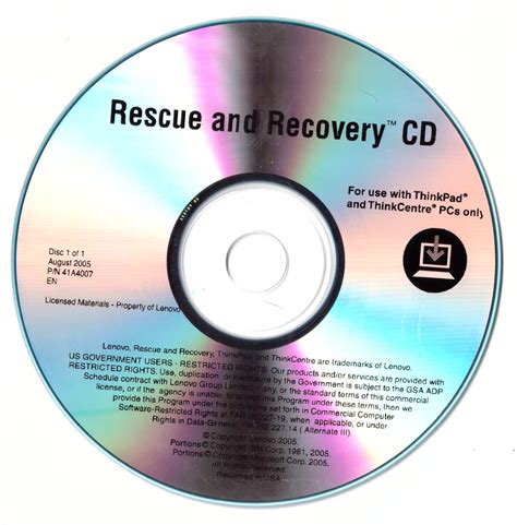 IBM ThinkPad X41 Product Recovery CD Rescue Restore Disc Set FRU 42J5926 41A4007 Lenovo