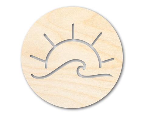 Unfinished Wood Ocean Wave And Sun Cutout Shape Diy Craft Cutout Up