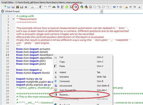 5 2 Script Editor — Itom Documentation