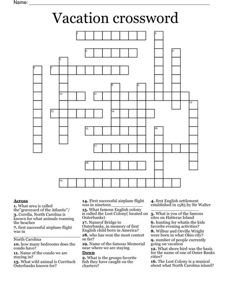 Outer Banks North Carolina Word Search Wordmint